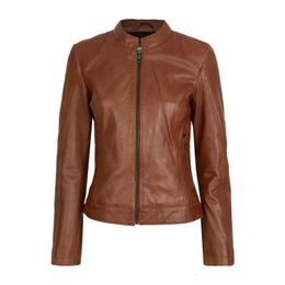 Lederjacke Bugatti "BULady-142", Damen, Gr. 46, cognac, Obermaterial: 100% Lammleder LEL. Futter: 100% Polyester PES., Rundhals, Jacken, mit Stehkragen