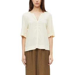 Schlupfbluse s.Oliver, Damen, Gr. 34, beige (light cream beige), Web, Obermaterial: 95% Viskose, 4% Polyamid, 1% Elasthan, unifarben, l&auml;ssig geschnitten h&uuml;ftbedeckend, Rundhals, abgesteppte Kante, Blusen Schlupfbluse, 3/4 Arm Bluse mit Splitneck