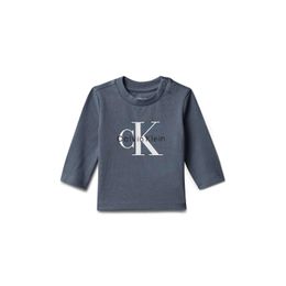 Langarmshirt Calvin Klein Jeans "MONOLOGO T-SHIRT", Jungen, Gr. 68, nightshadow blau, Jersey, Obermaterial: 94% Baumwolle, 6% Elasthan, unifarben, regular fit normal, Rundhals, eingesetzt abgesteppte Kante, Shirts Langarmshirt, Regular fit f&uuml;r Babys