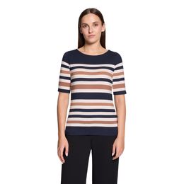3/4-Arm-Shirt Betty Barclay "Damen mit U-Boot-Ausschnitt", Damen, Gr. 36, dunkelblau, braun, Jersey, Obermaterial: 95% Viskose, 5% Elasthan, Basic, tailliert normal, U-Boot-Ausschnitt, Shirts 3/4-Arm-Shirt
