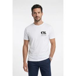 T-Shirt Calvin Klein Jeans, Jungen, Gr. L, wei&szlig; (hellwei&szlig;), Jersey, Obermaterial: 100% Baumwolle, unifarben, regular fit normal, Rundhals, eingesetzt abgesteppte Kante, Shirts T-Shirt, Rundhalsausschnitt, reine Baumwolle, gro&szlig;er R&uuml;ckendruck