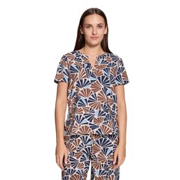 BETTY & CO Schlupfbluse BETTY & CO "Damen kurzarm", Damen, Gr. 36, nature, braun, Obermaterial: 89% Viskose, 11% Polyamid, figurumspielend normal, Rundhals, Blusen Schlupfbluse