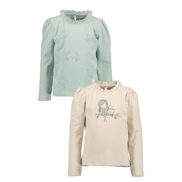Langarmshirt Blue Seven "Blue Seven 2er Pack Langarmshirts", M&auml;dchen, Gr. 128, beige (m001, multipack 1), 100% Baumwolle, normal, Rundhals, Shirts Langarmshirt