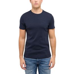 T-Shirt Mustang "MU-Allen", Jungen, Gr. L, blau (schwarz saphire), Jersey, Obermaterial: 100% Baumwolle, unifarben, slim fit normal, Rundhals, Shirts T-Shirt, Slim fit