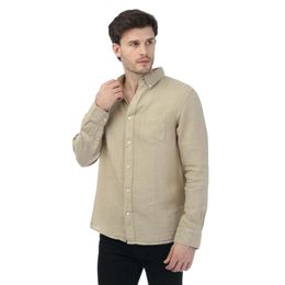 Gant - Hemd f&uuml;r Herren, St&uuml;ckgef&auml;rbt, Leinen, Regul&auml;r (Beige)