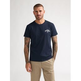 T-Shirt PETROL INDUSTRIES "Men T-Shirt Claic Print", Jungen, Gr. L (40), blau (navy blau), Jersey, Obermaterial: 100% Baumwolle, unifarben, regular fit normal, Rundhals, Shirts T-Shirt, mit Logo Print