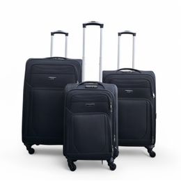 Reisekoffer mit 4 R&auml;dern, weiche Schale, leicht, aus schwarzem Nylon, f&uuml;r den Urlaub