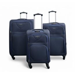 Reisekoffer-Set aus weichem, leichtem Nylon mit 4 R&auml;dern, Marineblau