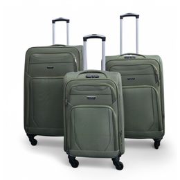Reisekoffer-Set aus weichem, leichtem Nylon in Khaki mit 4 R&auml;dern
