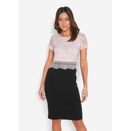 bonprix Kleid mit Spitze, schwarz, Gr.48, Gepflegtes Kleid mit eleganter Spitze