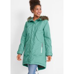 bonprix Wasserdichter Funktionsmantel, gr&uuml;n, Gr.42, Funktionale Thermo-Regenjacke aus wind- und wasserfestem Material mit verschlie&szlig;baren Taschen