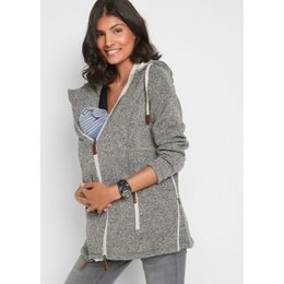 bonprix 2-in-1 Umstands- und Tragejacke aus Strickfleece, grau, Gr.32/34 (XS), Weiche Tragejacke aus Strickfleece, aus Fleece
