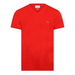 Lacoste - "Pima" T-Shirt f&uuml;r Herren, V-Ausschnitt, Leicht (Rot)