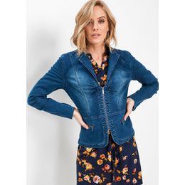 bonprix Jeansjacke, blau, Gr.38, L&auml;ssige Jeansjacke mit Rei&szlig;verschluss, 82% Baumwolle (organic)