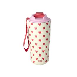 Rice Edelstahl Thermo-Becher mit Herzchen-Print 550 ml, &Oslash; 9 cm, H&ouml;he 19,5 cm skandinavische Deko Online Shop