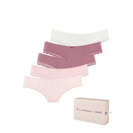 Lascana Brasilslip pink Gr. 40/42 f&uuml;r Damen. Mit Schleife, Spitze. K&ouml;rpernah. Nachhaltig.