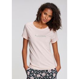 s.Oliver Pyjamaoberteil pink Gr. 44/46 f&uuml;r Damen. Rundhals und Print. Basic. Nachhaltig.