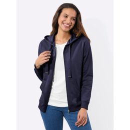 WITT Damen Sweatjacke mit K&auml;nguru-Taschen, marine, Gr&ouml;&szlig;e 36