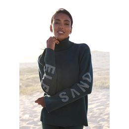 ELBSAND Rollkragenpullover blau Gr. 36/38 f&uuml;r Damen. Mit Logoschriftzug