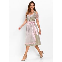 bonprix Dirndl mit Perlen (2-tlg.Set), gr&uuml;n, Gr.44, Wundersch&ouml;nes Dirndl mit Spitzenborte und Perlen am Ausschnitt
