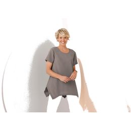 Damen Longbluse mit Zipfelsaum, pflegeleicht taupe, Gr&ouml;&szlig;e 42