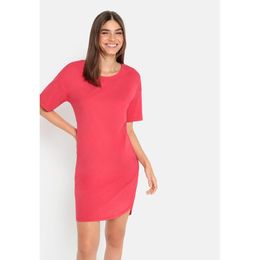 LSCN BY LASCANA Shirtkleid pink Gr. 32/34 f&uuml;r Damen. Rundhals und Druck. Loose Fit. Nachhaltig.