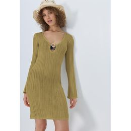 LSCN BY LASCANA Strandkleid gr&uuml;n Gr. 38 f&uuml;r Damen. Mit Rundhals. Figurbetont