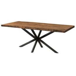 Baumtisch Sheesham 240x100x76 natur gebeizt / Kreuzgestell anthrazit matt FREEFORM 5