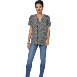 CR&Eacute;ATION L Damen Kurzarmbluse mit Minimal-Druck schwarz-wei&szlig; Gr&ouml;&szlig;e 40