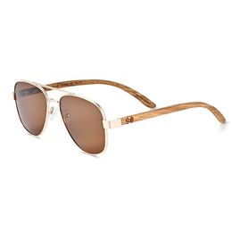 Earth Wood Kotor Polarisierte Sonnenbrille - Zebra/Braun