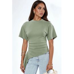Oversized Crew Neck Drap&eacute;-Bluse