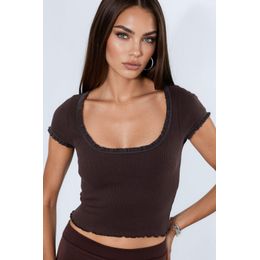 Slim Fit U-Ausschnitt Rippbluse