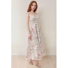 Blumen V-Ausschnitt Maxikleid