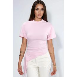 Oversized Crew Neck Drap&eacute;-Bluse
