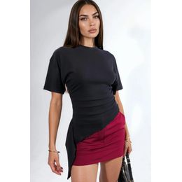 &Uuml;bergro&szlig;e Crewneck-Drap&eacute;e-Bluse