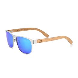 Earth Wood Troon Polarisierte Sonnenbrille - Bambus/Blau