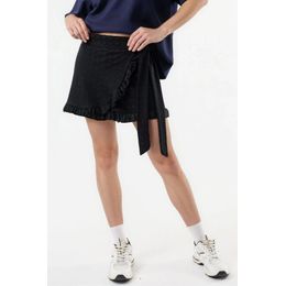 Hochtaillierter bestickter Mini-Shorts-Rock