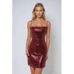 Mini-Pailletten-Kleid im Bodycon-Stil mit quadratischem Kragen