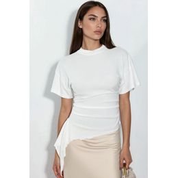 &Uuml;bergro&szlig;e Crew-Neck Drapiertes Blusenshirt