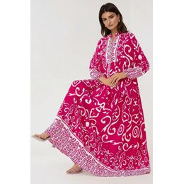 Bedrucktes Langarm-Viskose-Maxi-Kleid