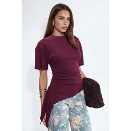 Oversized Crew Neck Drap&eacute;-Bluse