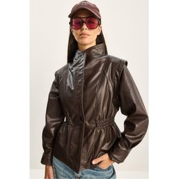Rei&szlig;verschluss &Uuml;bergro&szlig;e Faux-Lederjacke