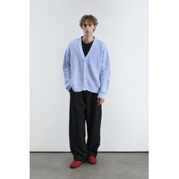 Oversized gerippter V-Ausschnitt Cardigan