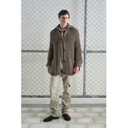 &Uuml;bergro&szlig;er Rippstrick-Cardigan mit Rollkragen und Taschen