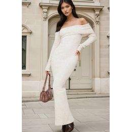 Off-Shoulder Bodycon Maxikleid mit Rippstruktur