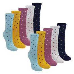 10 Paar Damen Multifarbige Socken - Weiche Baumwollreiche Punkte Alltagsocken