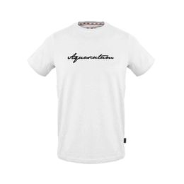 Aquascutum - T-Shirt f&uuml;r Herren, Gerippter Kragen (Wei&szlig;)