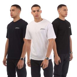 Jack & Jones Jack And Jones - "Beau Footprint" T-Shirt f&uuml;r Herren, Baumwolle, Regul&auml;r (3er-Pack) (Marine)