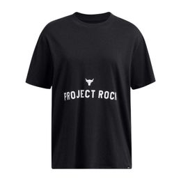 Under Armour - "Project Rock" T-Shirt f&uuml;r Damen, lose Passform (Schwarz)
