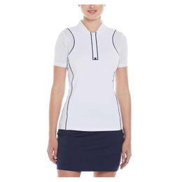 Original Penguin - Poloshirt f&uuml;r Damen, Kontrast-Besatz, Emblem, Regul&auml;r (Leuchtend Wei&szlig;)